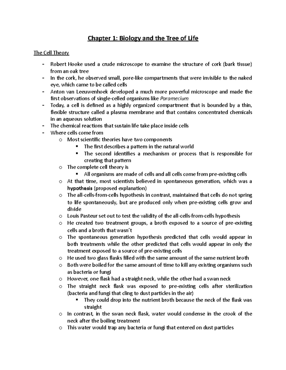 Biology Chapter 1 - Lecture Note - Chapter 1: Biology and the Tree of ...
