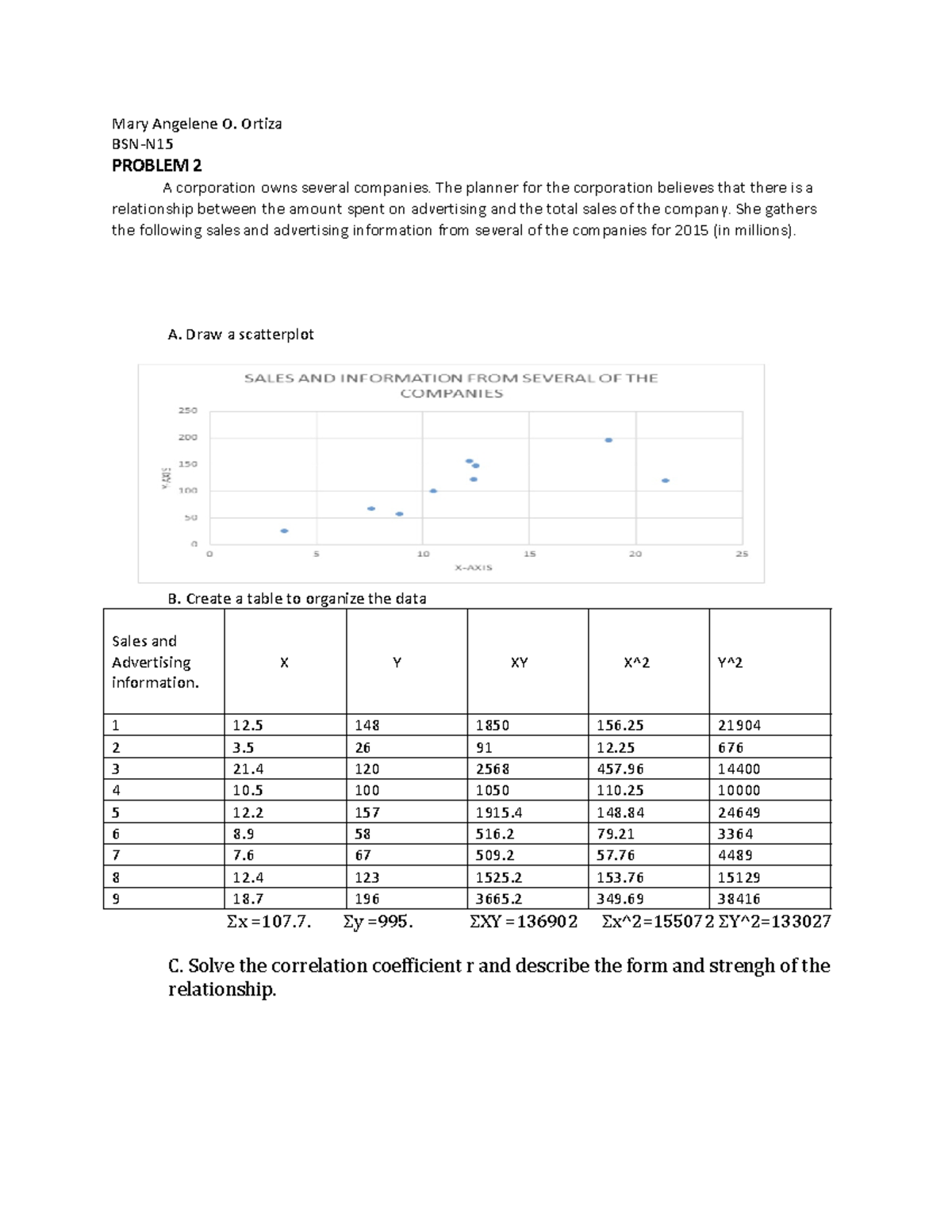 MMW-problem-2 assignment - Mary Angelene O. Ortiza BSN-N PROBLEM 2 A corporation owns several ...