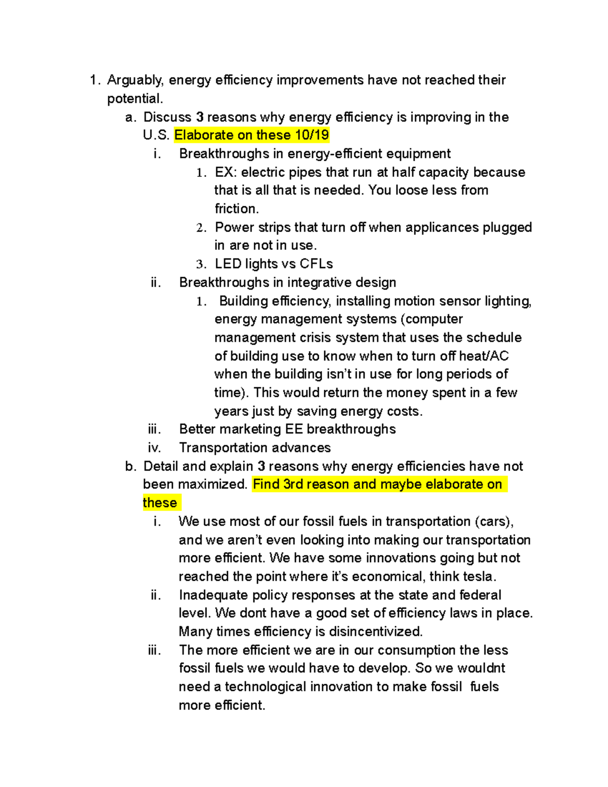 Final Exam Essay Questons - Arguably, energy efficiency improvements ...