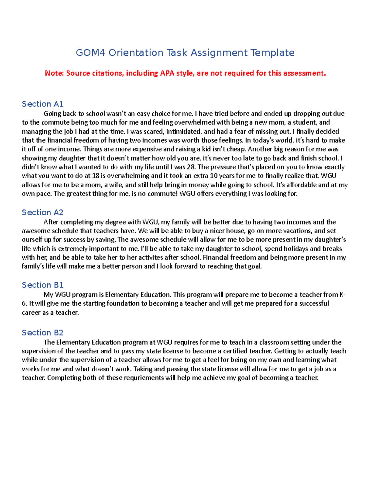 Orientation Task - Passed on first try - GOM4 Orientation Task Assignment Template Note: Source ...