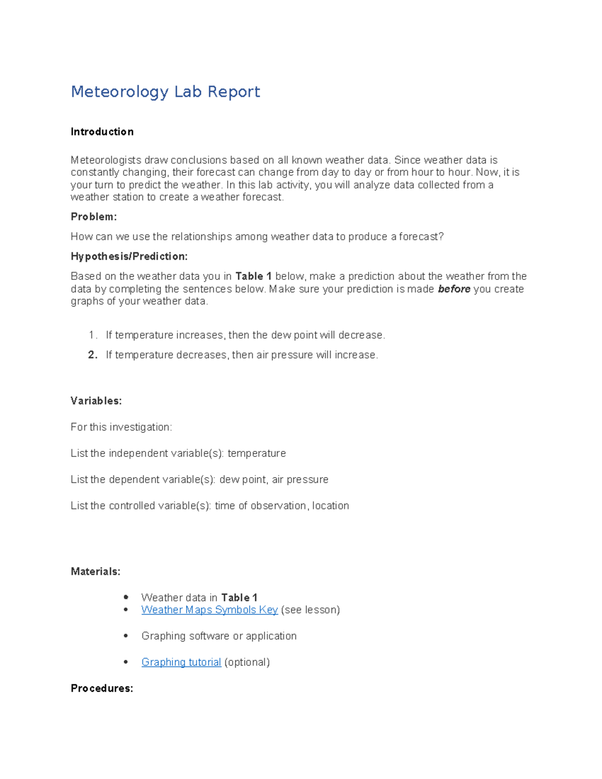 Meteorology lab report - Meteorology Lab Report Introduction ...