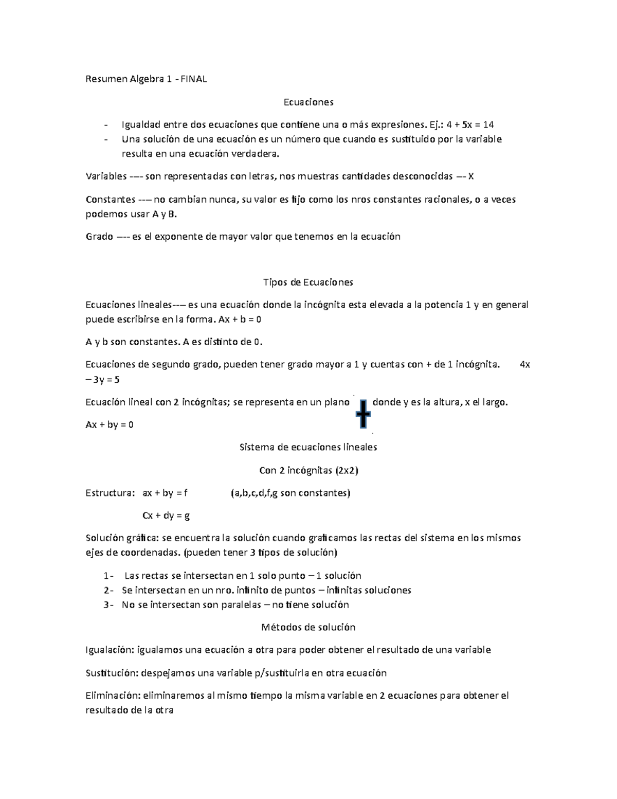 Resumen Algebra 1. Herramientas Matemáticas 1. - Resumen Algebra 1 ...