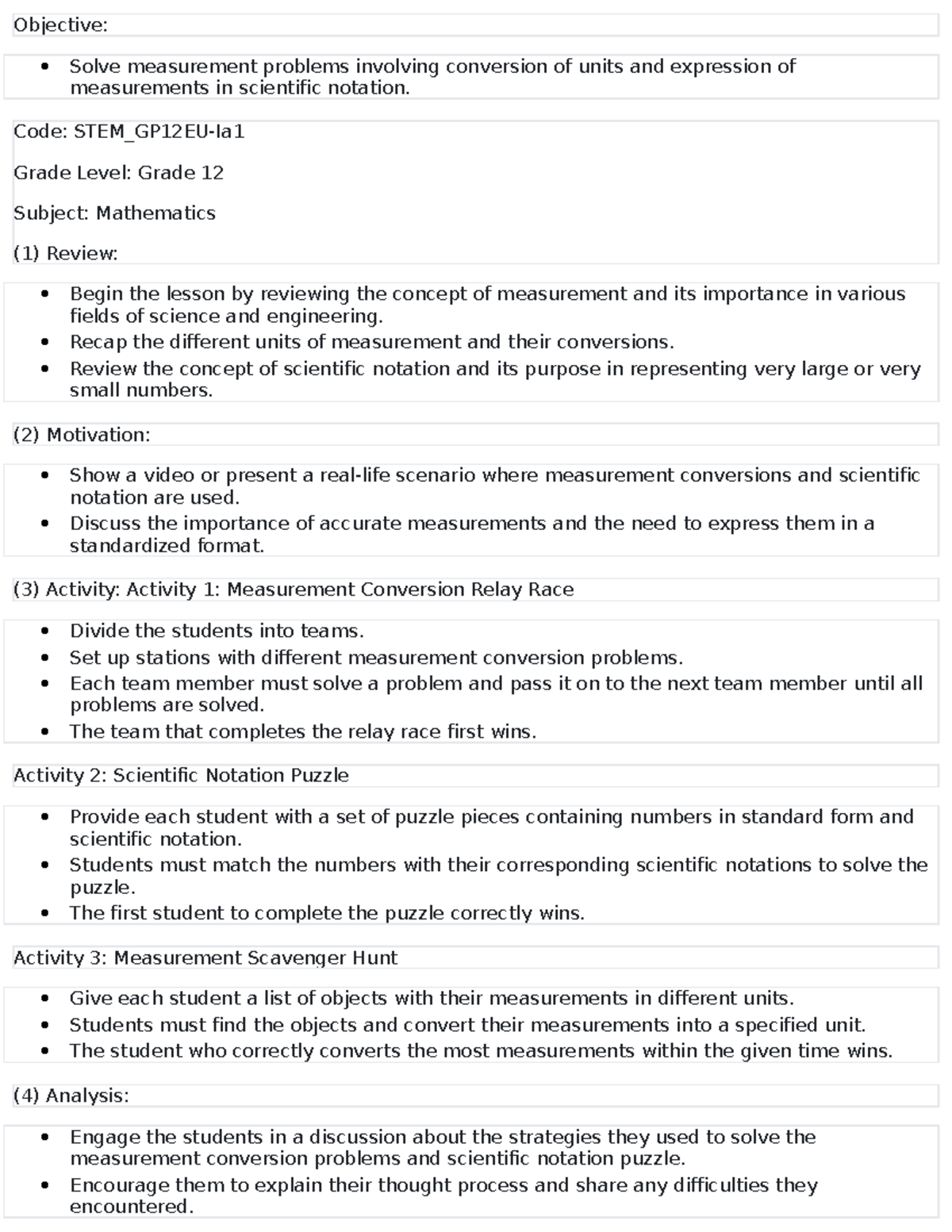 L1: measurement - Objective: Solve measurement problems involving ...