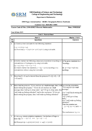 21MAB101T-Calculus and liner algebra Final - Course Code 21MAB101T Course Name Calculus and ...