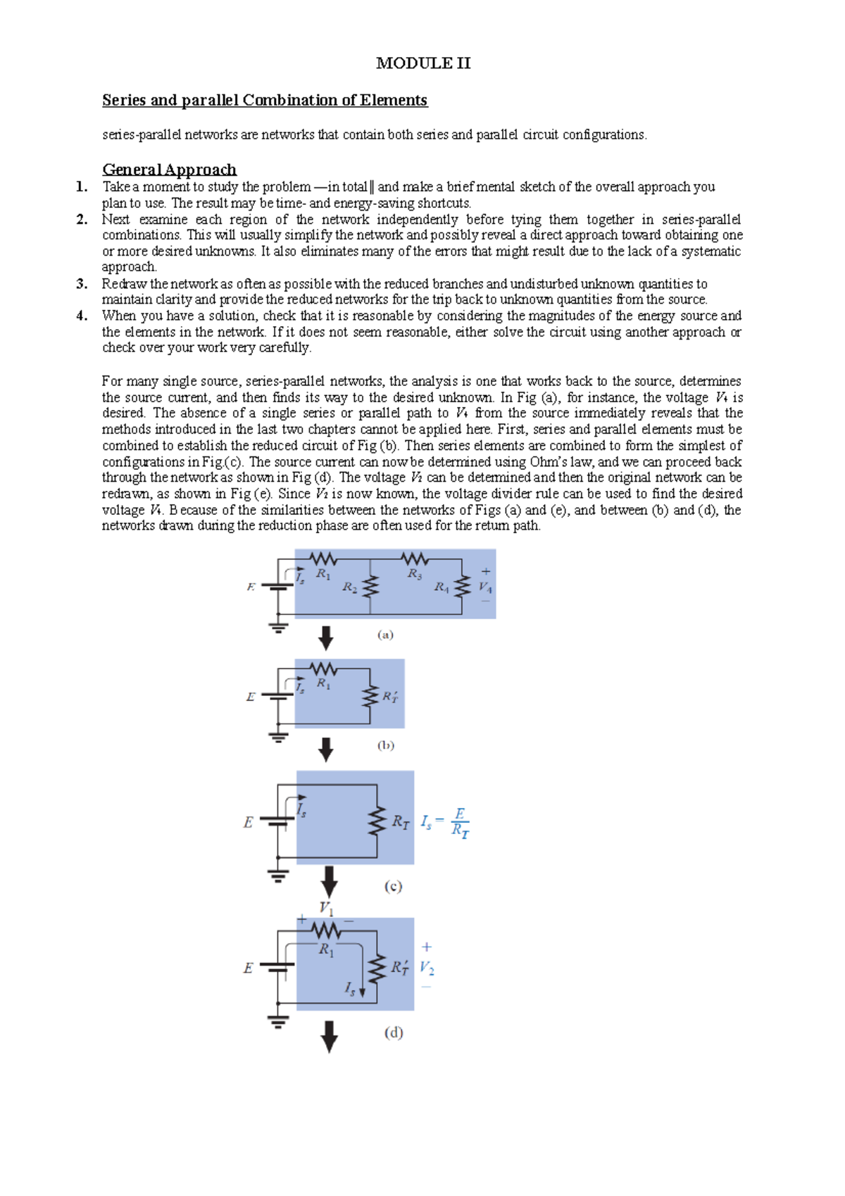Module II Series and parallel Combination of Elements - MODULE II ...