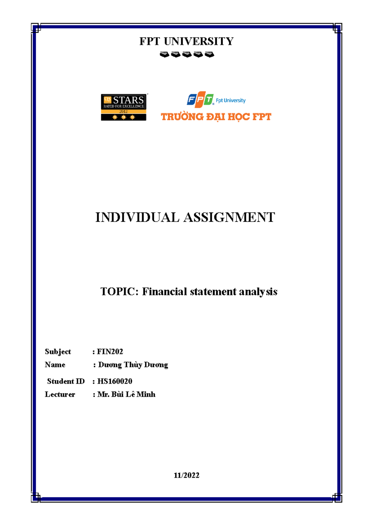 TH-mkt304 coursework - FPT UNIVERSITY INDIVIDUAL ASSIGNMENT TOPIC ...