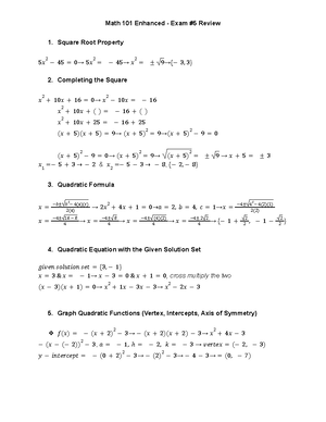 Math 101 Enhanced - Final Exam Review - Math 101 Enhanced - Final Exam ...