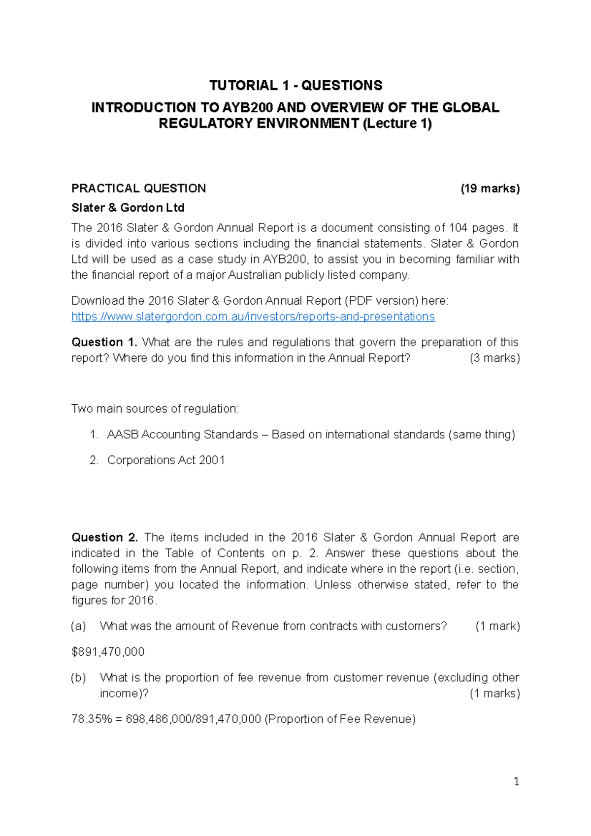 Tutorial Week 2 - TUTORIAL 1 - QUESTIONS INTRODUCTION TO AYB200 AND OVERVIEW OF THE GLOBAL - Studocu