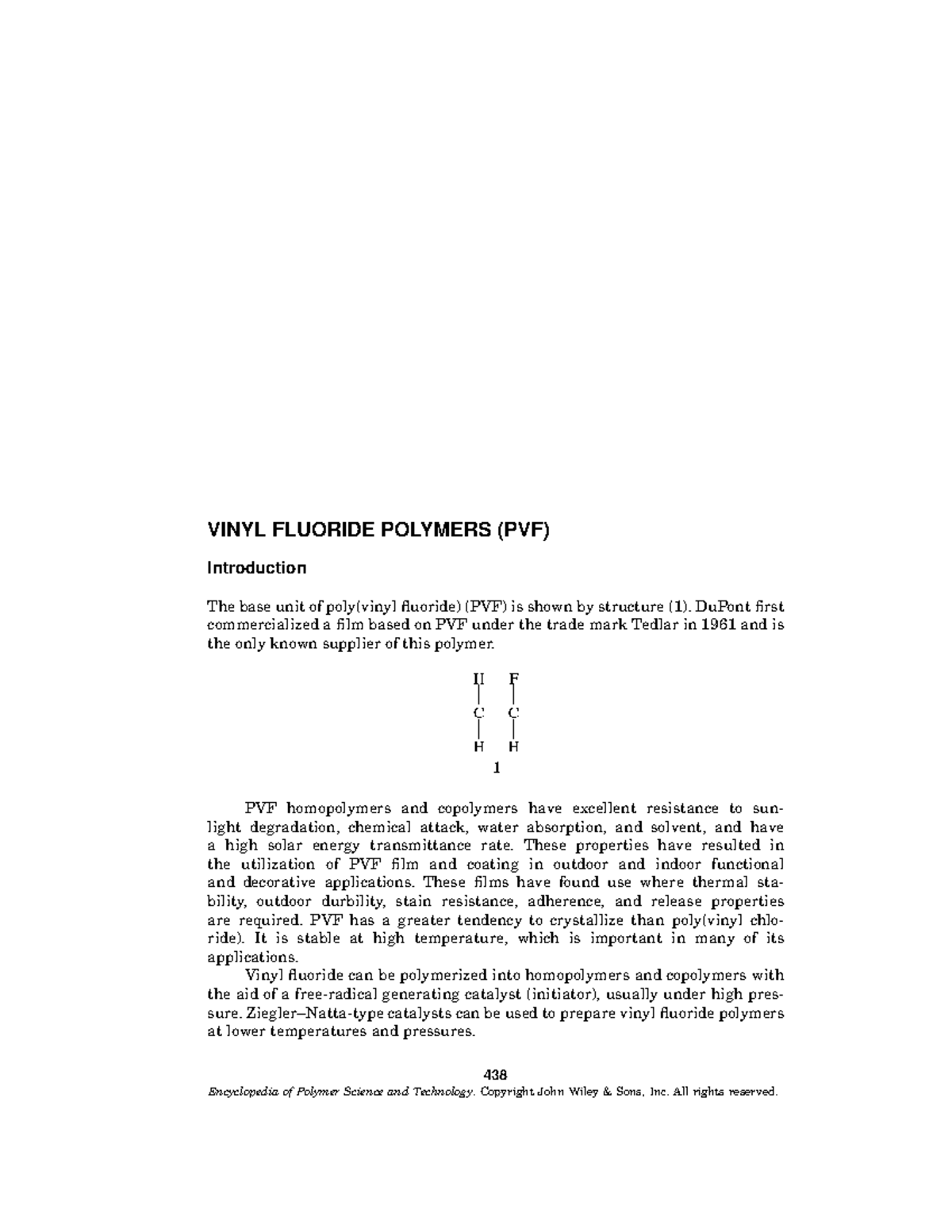 Vinyl Fluoride Polymers (PVF) - VINYL FLUORIDE POLYMERS (PVF ...