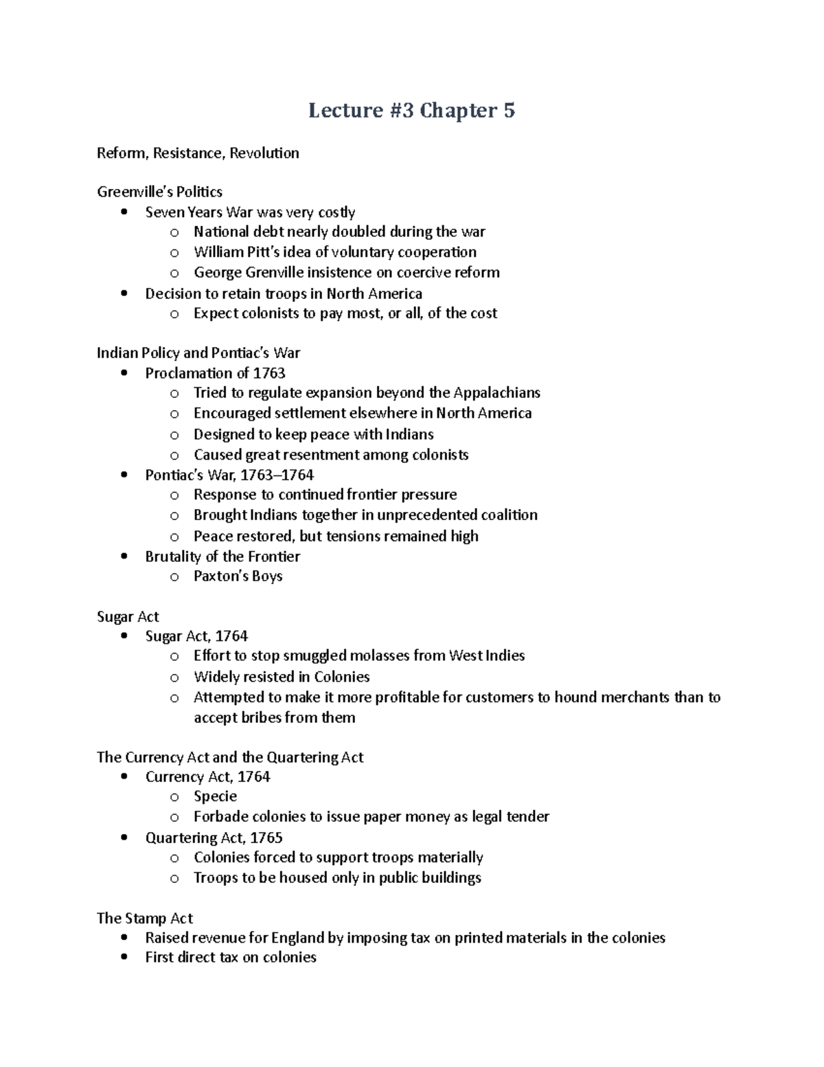 HIST 180 Lecture 3 - Lecture #3 Chapter 5 Reform, Resistance ...
