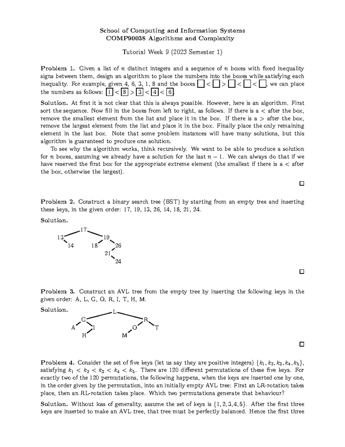 Exercises Week09 Solutions School Of Computing And Information Systems Comp90038 Algorithms