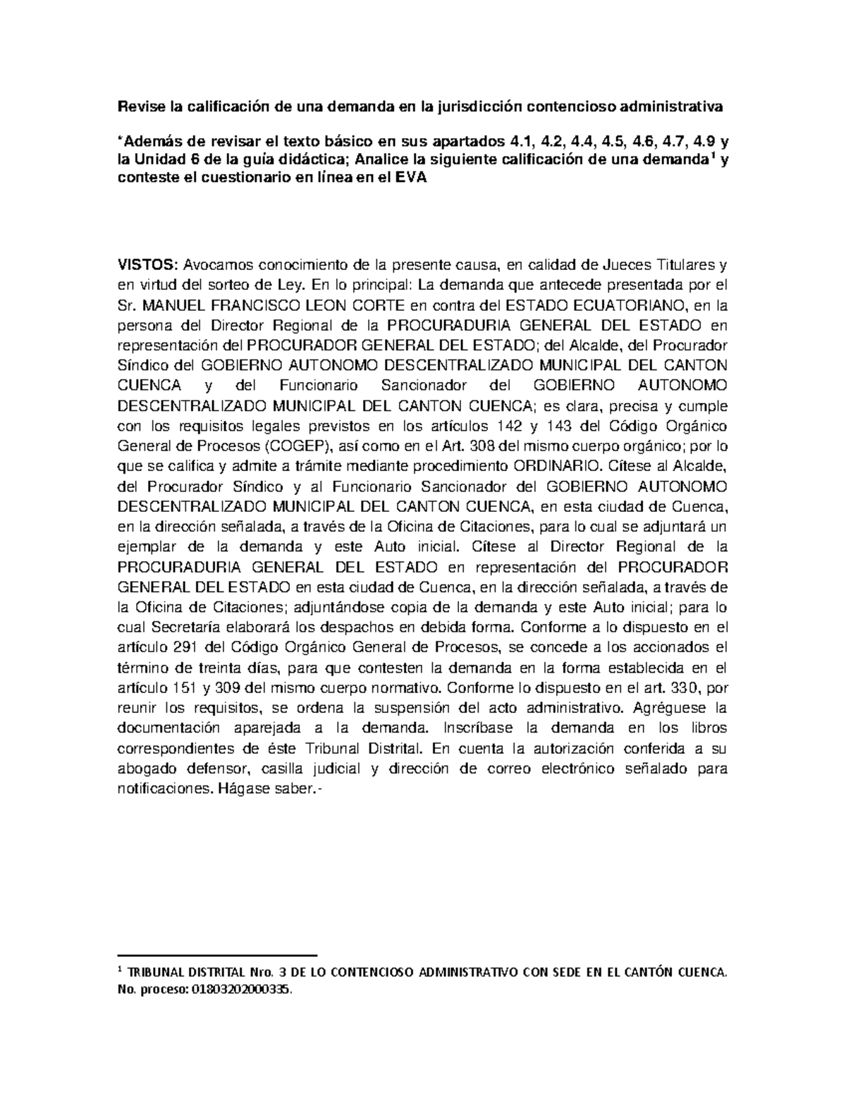 Caso 2 Auto de calificación de una demanda - Revise la calificación de ...