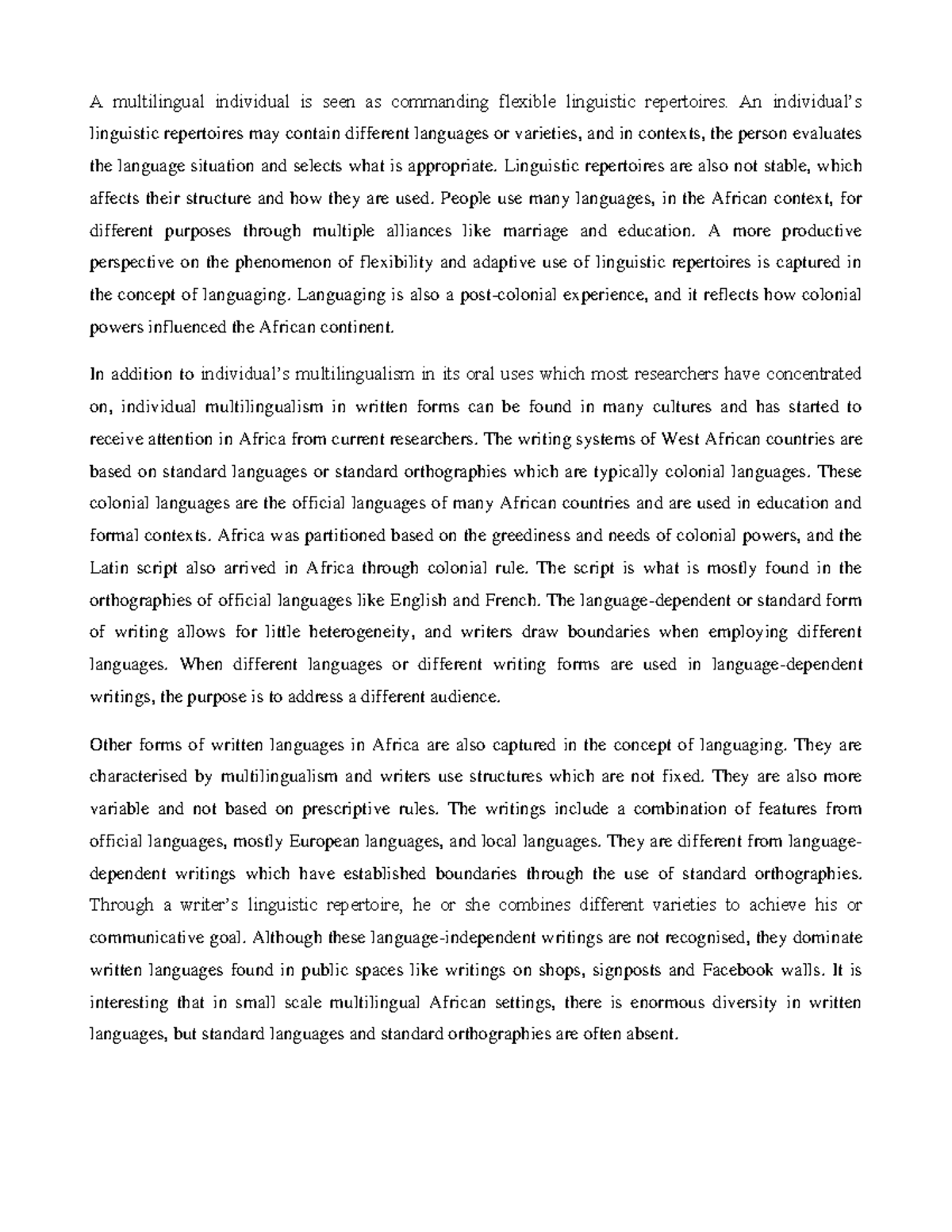 Diversity - Language variation and change - A multilingual individual ...