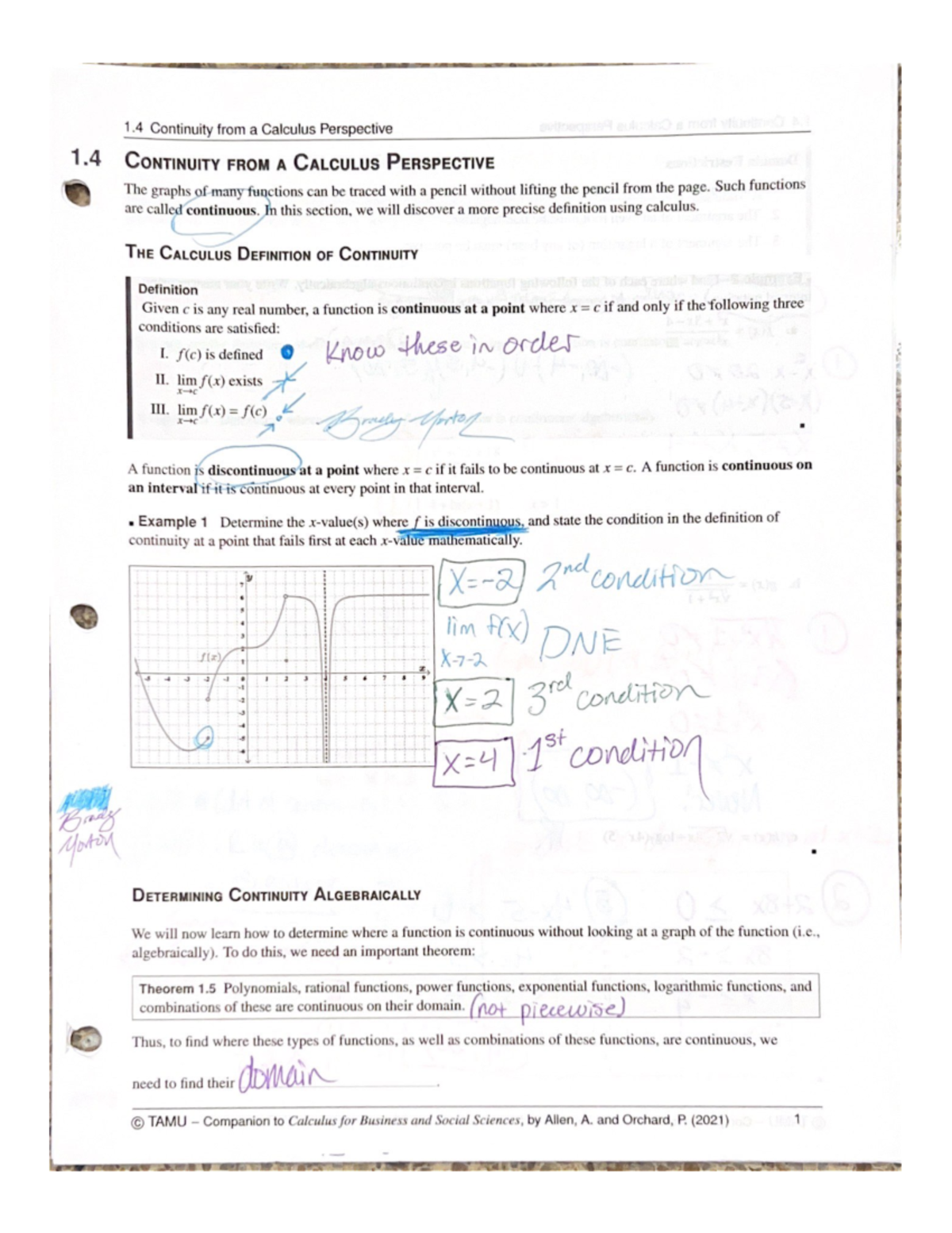 1.4 Continuity from a Calculus Perspective - MATH 142 - Studocu
