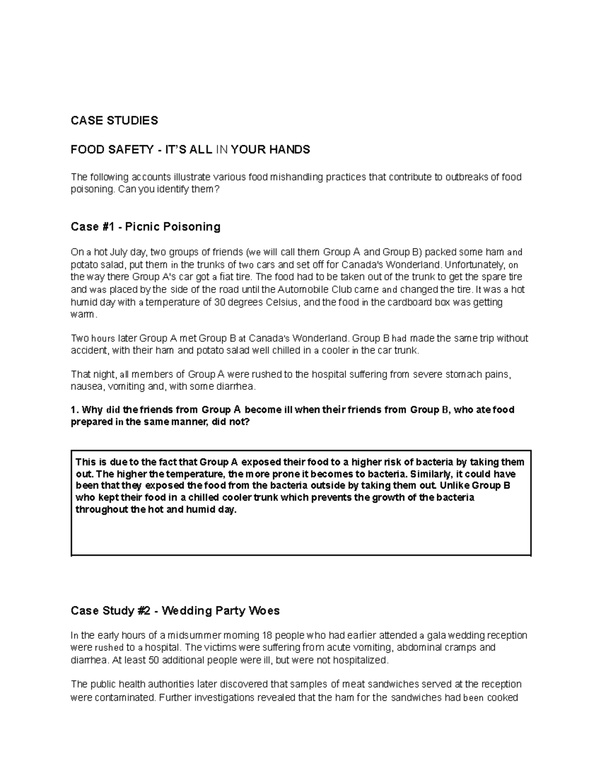 Food Borne Illness Case Studies - CASE STUDIES FOOD SAFETY - IT’S ALL ...