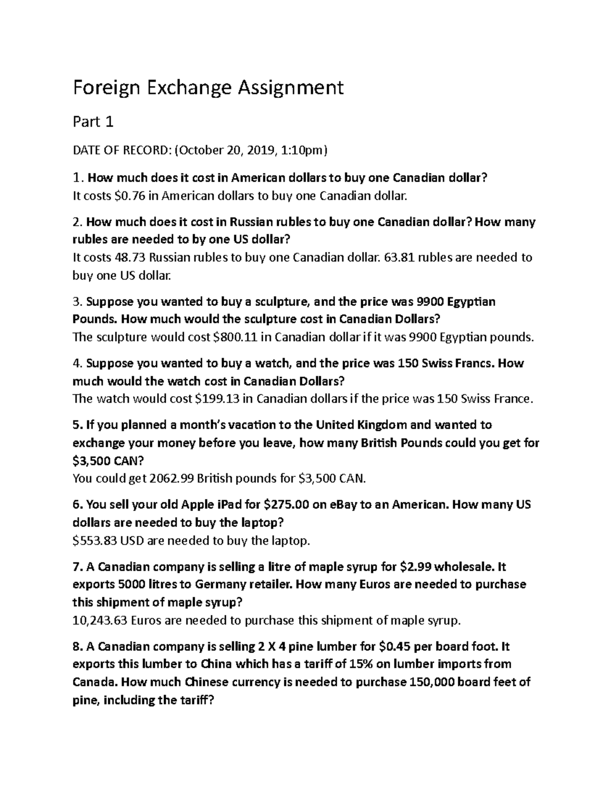 Currency exchange - Practice material - Foreign Exchange Assignment ...