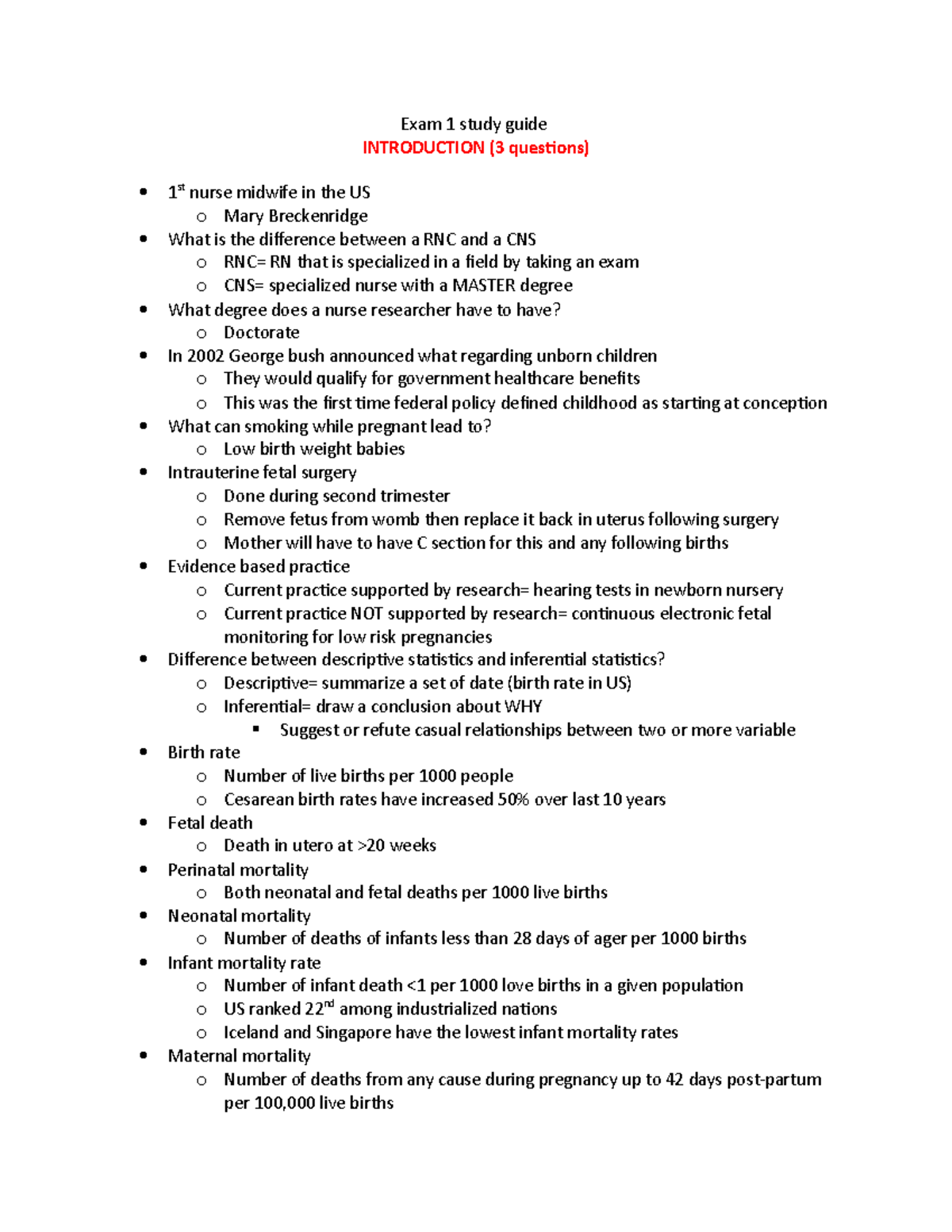 Exam 1 study guide- This is a way to help you pass the class and give ...