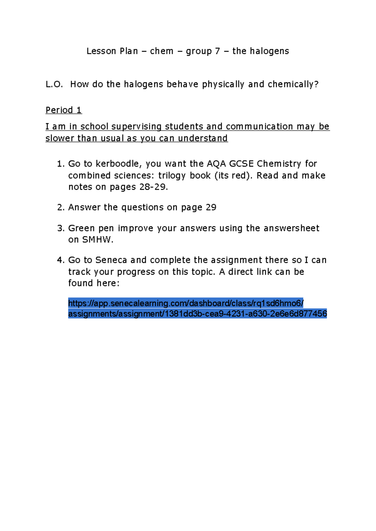 Lesson plan halogens - Lesson Plan – chem – group 7 – the halogens L ...
