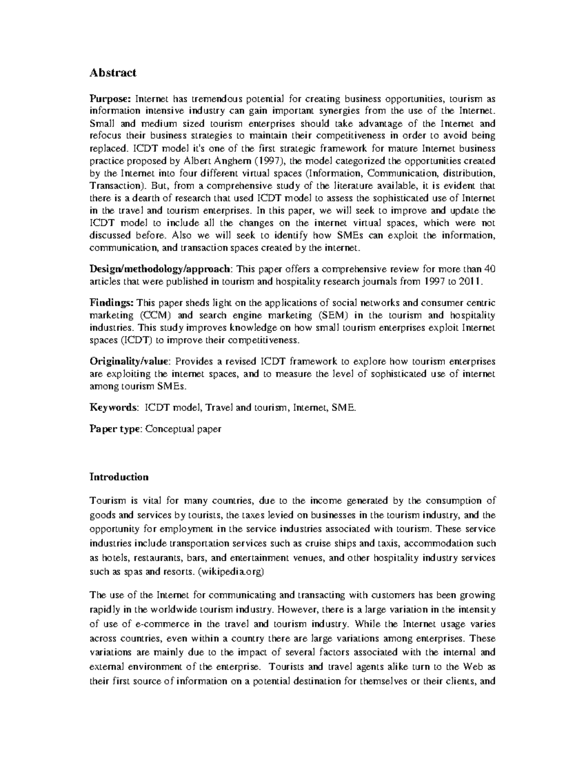 A revised ICDT model for exploring the s - Abstract Purpose: Internet ...