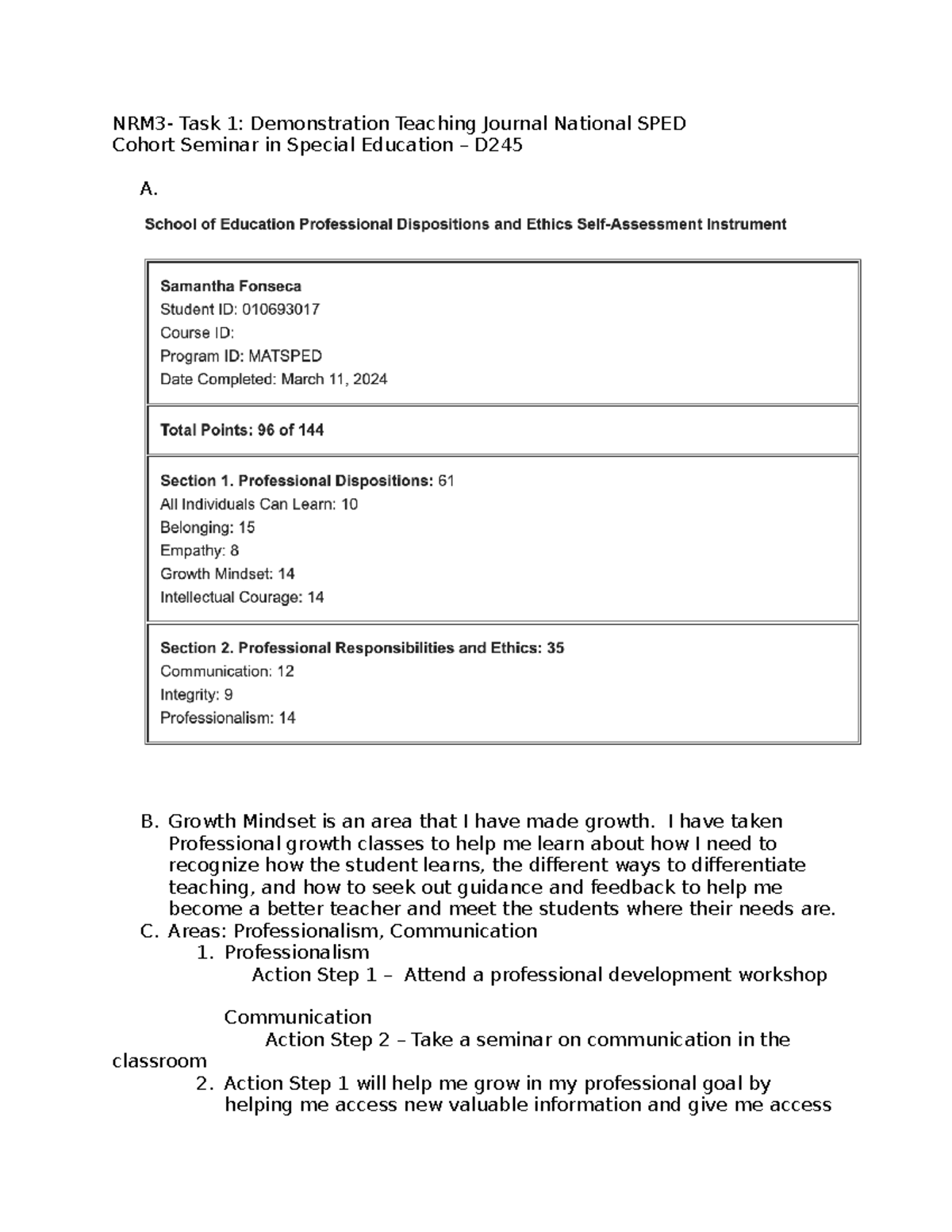 Nrm3 Task 1 Practice Materials Nrm3 Task 1 Demonstration Teaching Journal National Sped