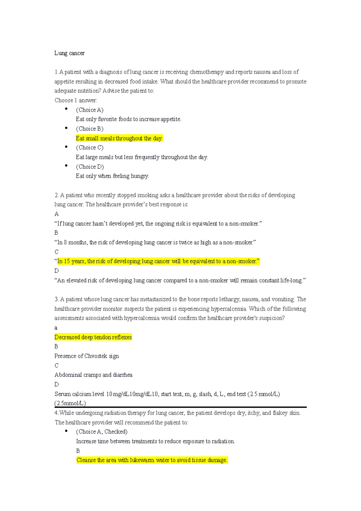 Lung cancer question - Lung cancer 1 patient with a diagnosis of lung ...