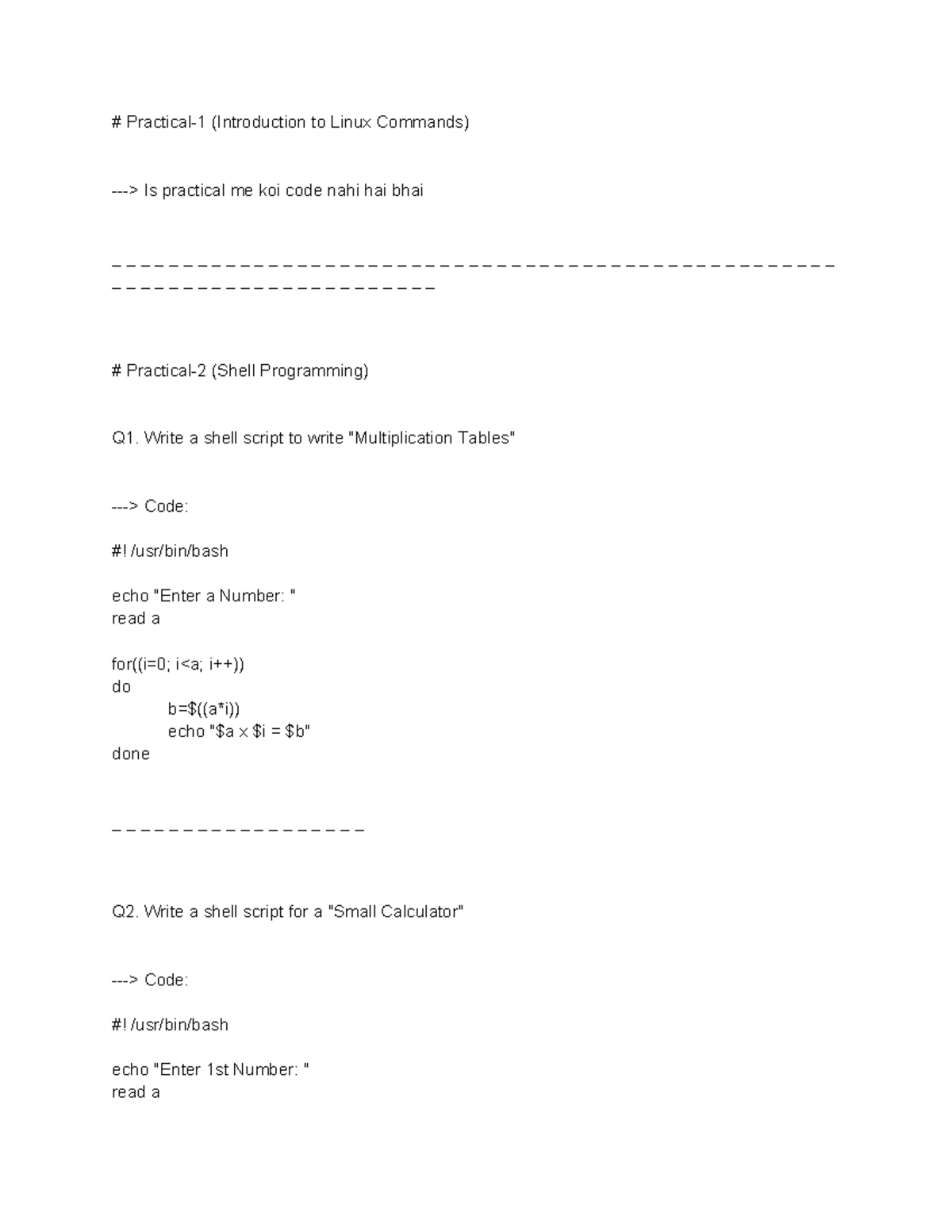 All OS Lab Exercise Codes - Practical-1 (Introduction to Linux Commands) -> Is practical me koi ...
