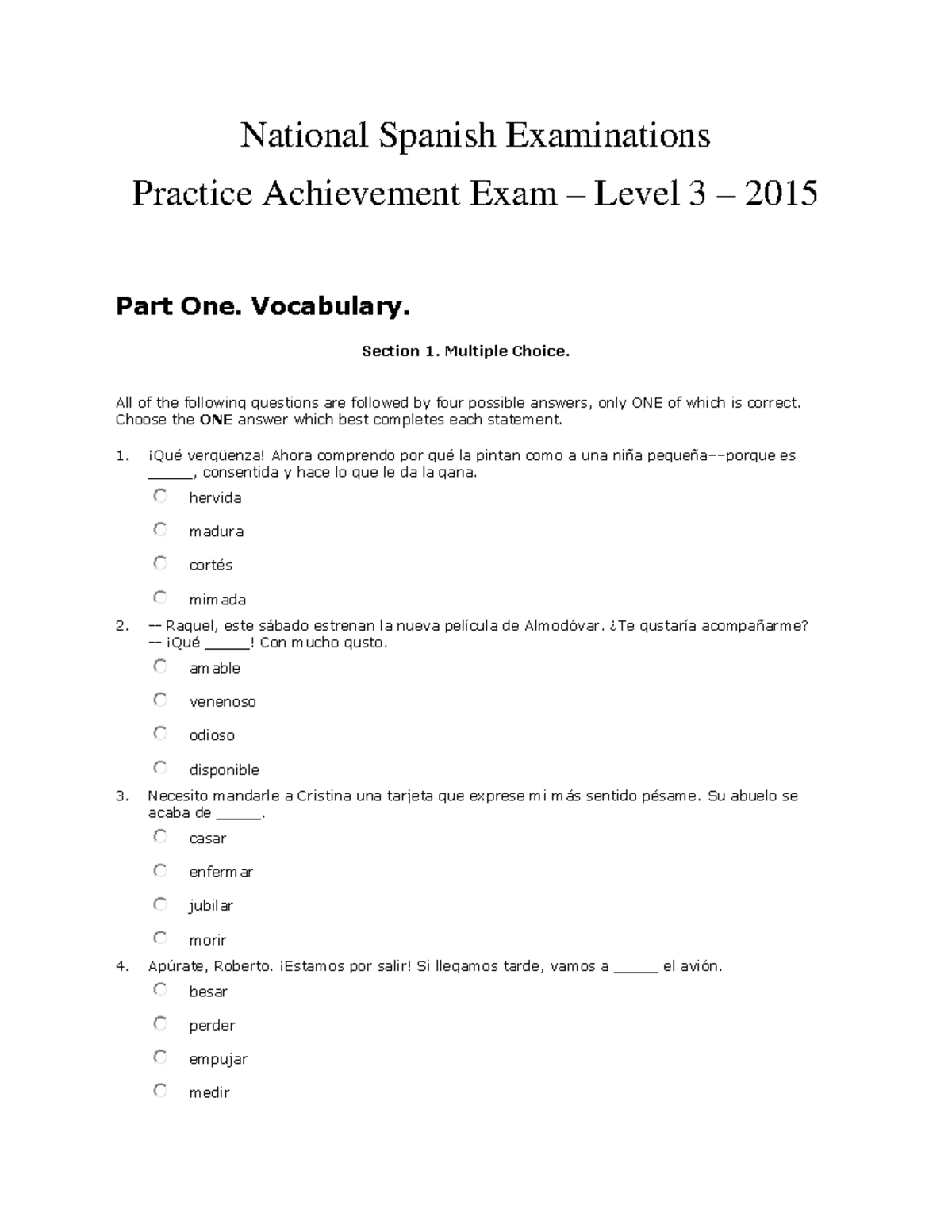 2015 National Spanish Examinations - Achievement - Level 3 - National ...