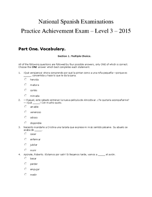 Spanish 1 - Practice test - ASSESSMENT & DIAGNOSTIC TEST - SPANISH ...