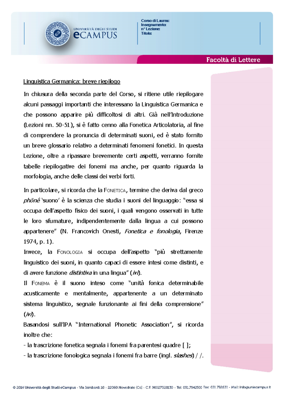 Lezione 4 Critica Letteraria e Letterature Comparate - Linguistica ...