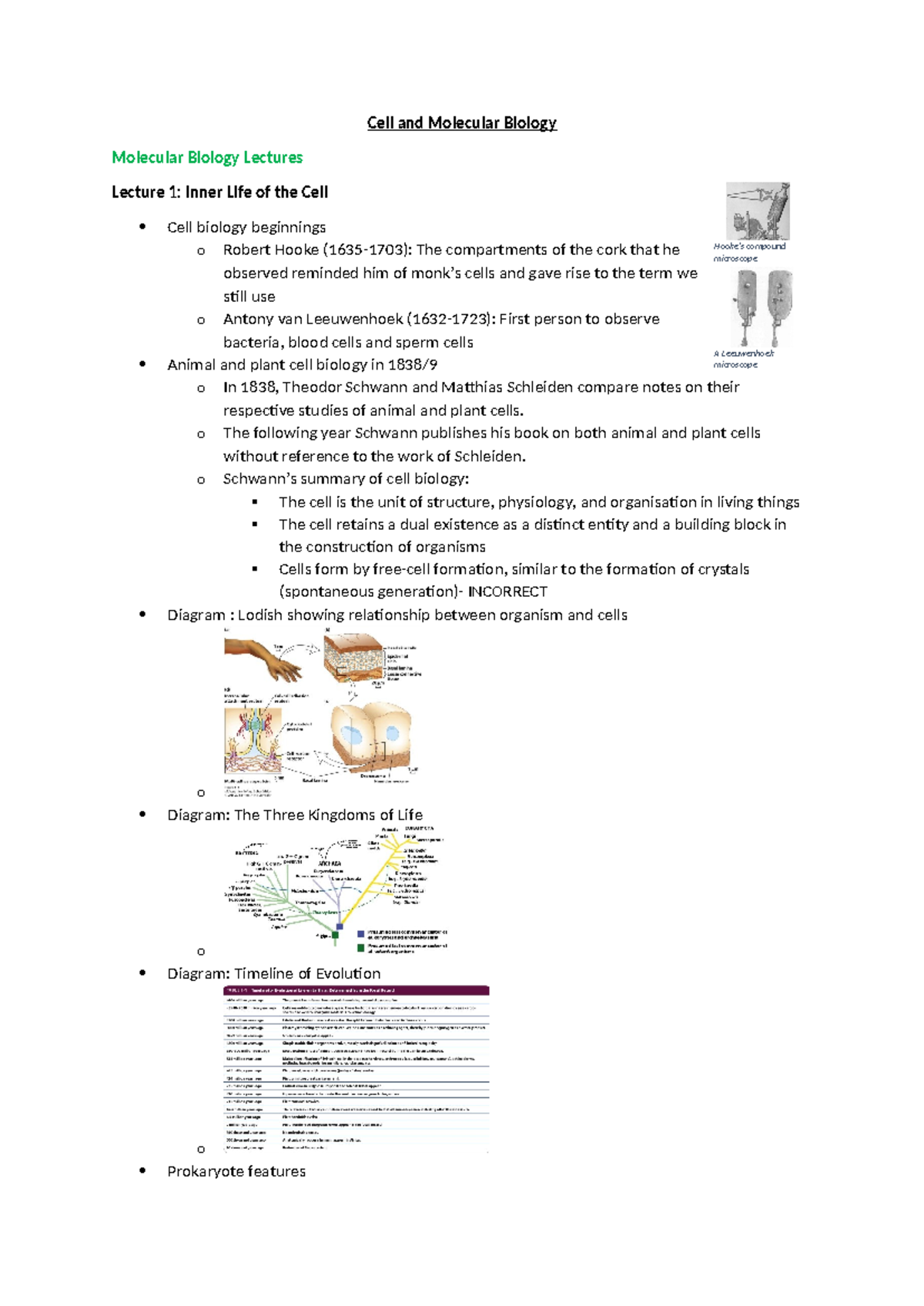 Cell and Molecular Biology notes - Cell and Molecular Biology Molecular ...