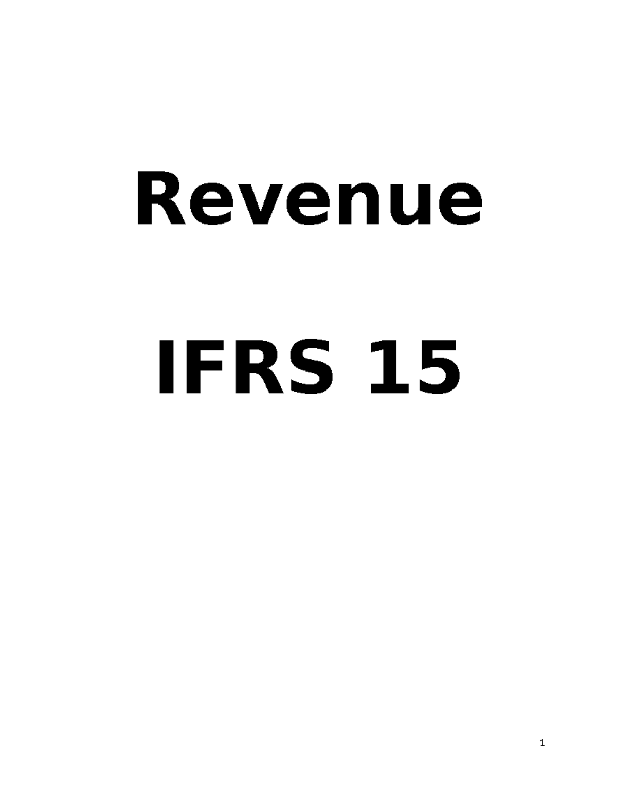 Revenue - Student Notes - Revenue IFRS 15 Revenue Recognition ...