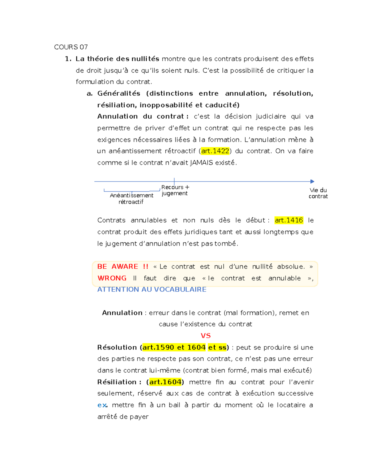 Cours 7 - Obligations 1 avec Pascal Fréchette - COURS 07 La théorie des nullités montre que les ...
