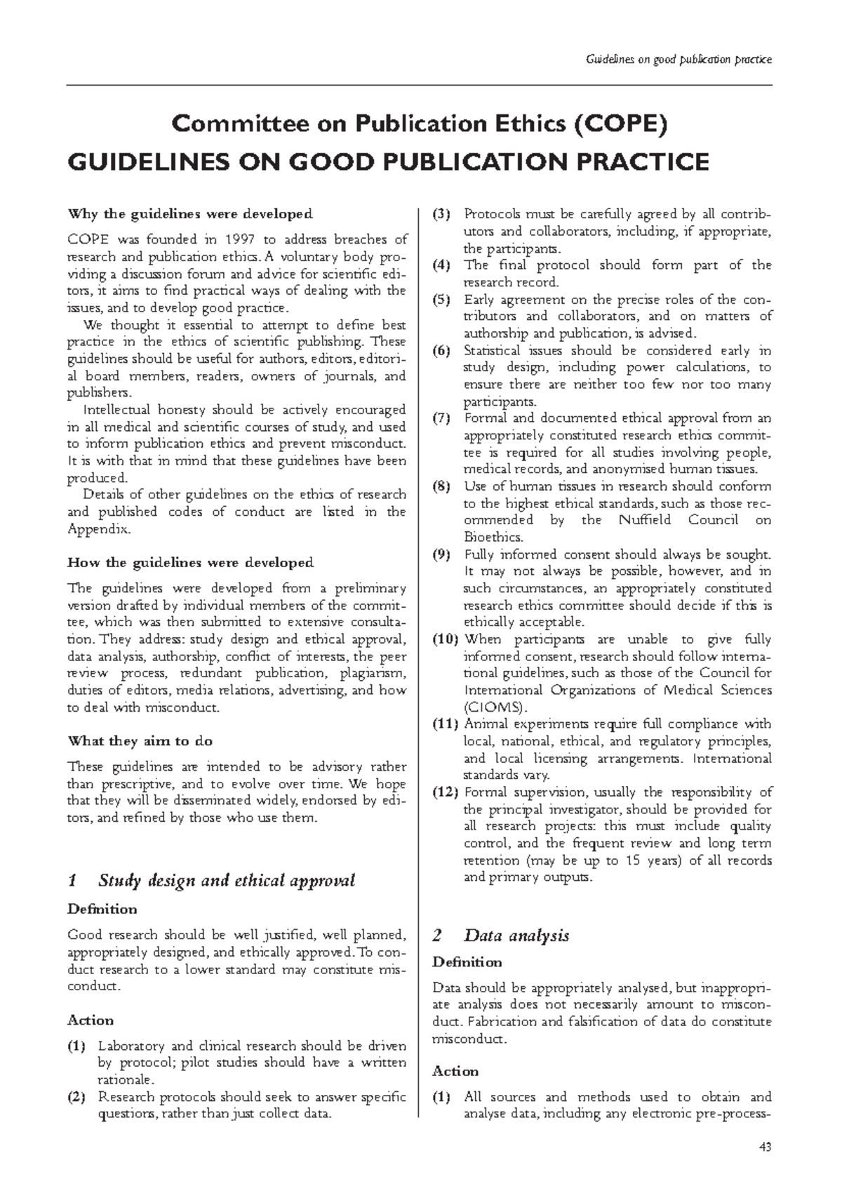 COPE - Notes by Sampat sir - Why the guidelines were developed COPE was ...