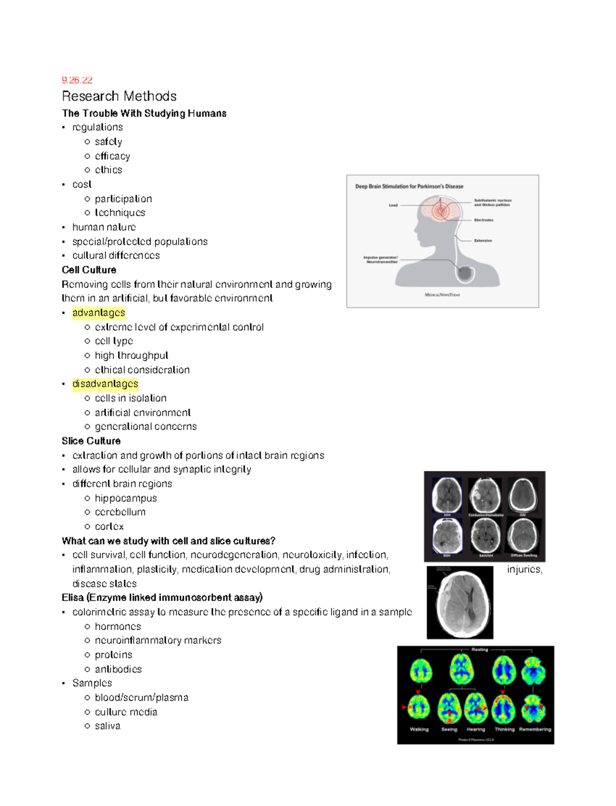 Research Methods 5 - Included: troubles with studying humans, cell and ...