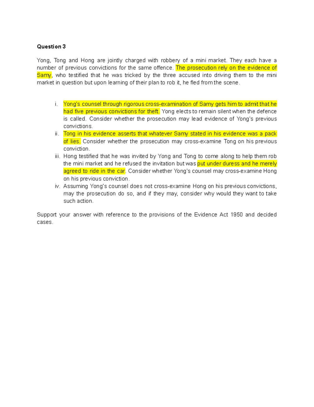 Tuto Evidence Week 6 Character Evidence - Question 3 Yong, Tong and ...