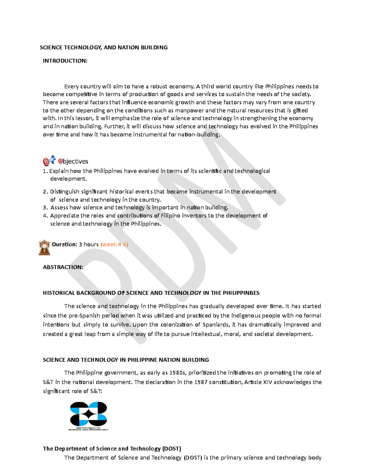 Science Technology - SCIENCE TECHNOLOGY, AND NATION BUILDING ...