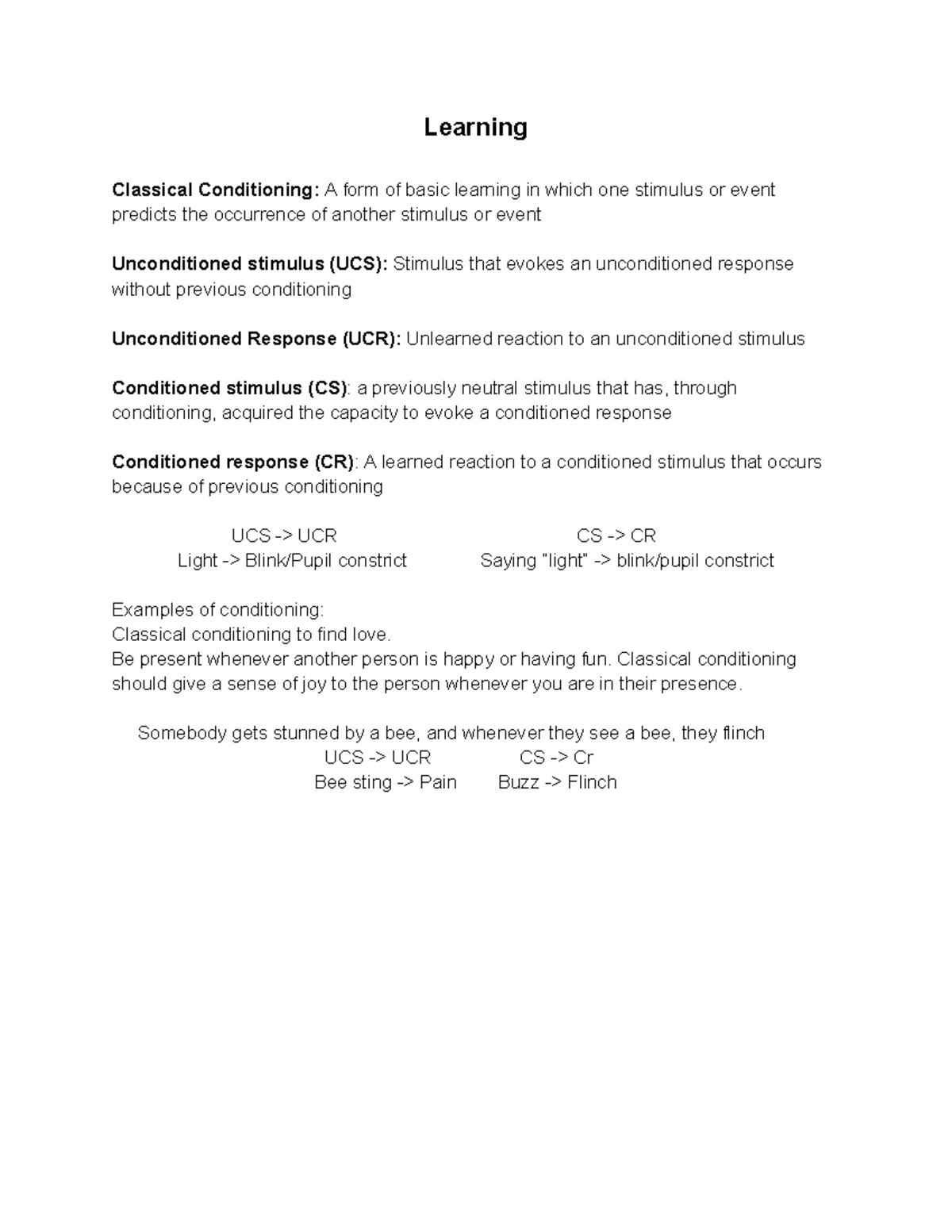 Chapter 6 Learning - Lecture notes - Learning Classical Conditioning: A ... Chapter 6 Learning - Lecture notes - Learning Classical Conditioning: A ...