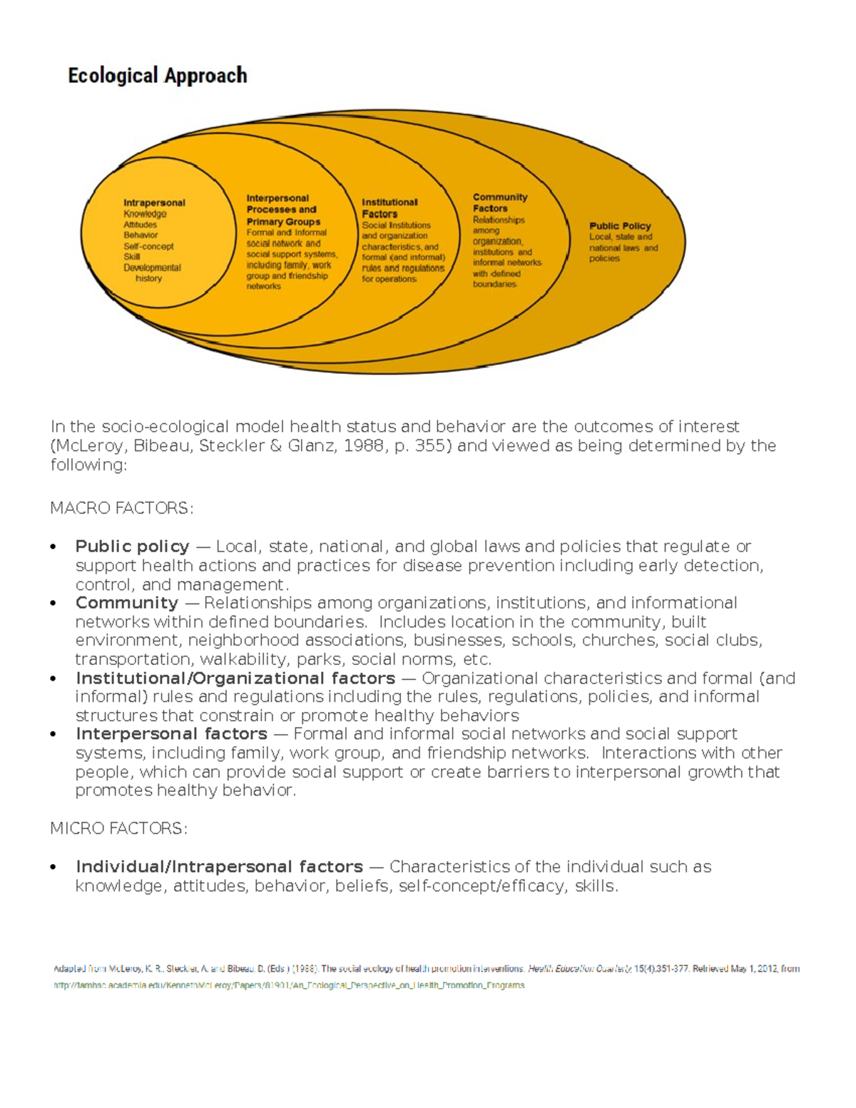 Socio ecological model blank - In the socio-ecological model health ...
