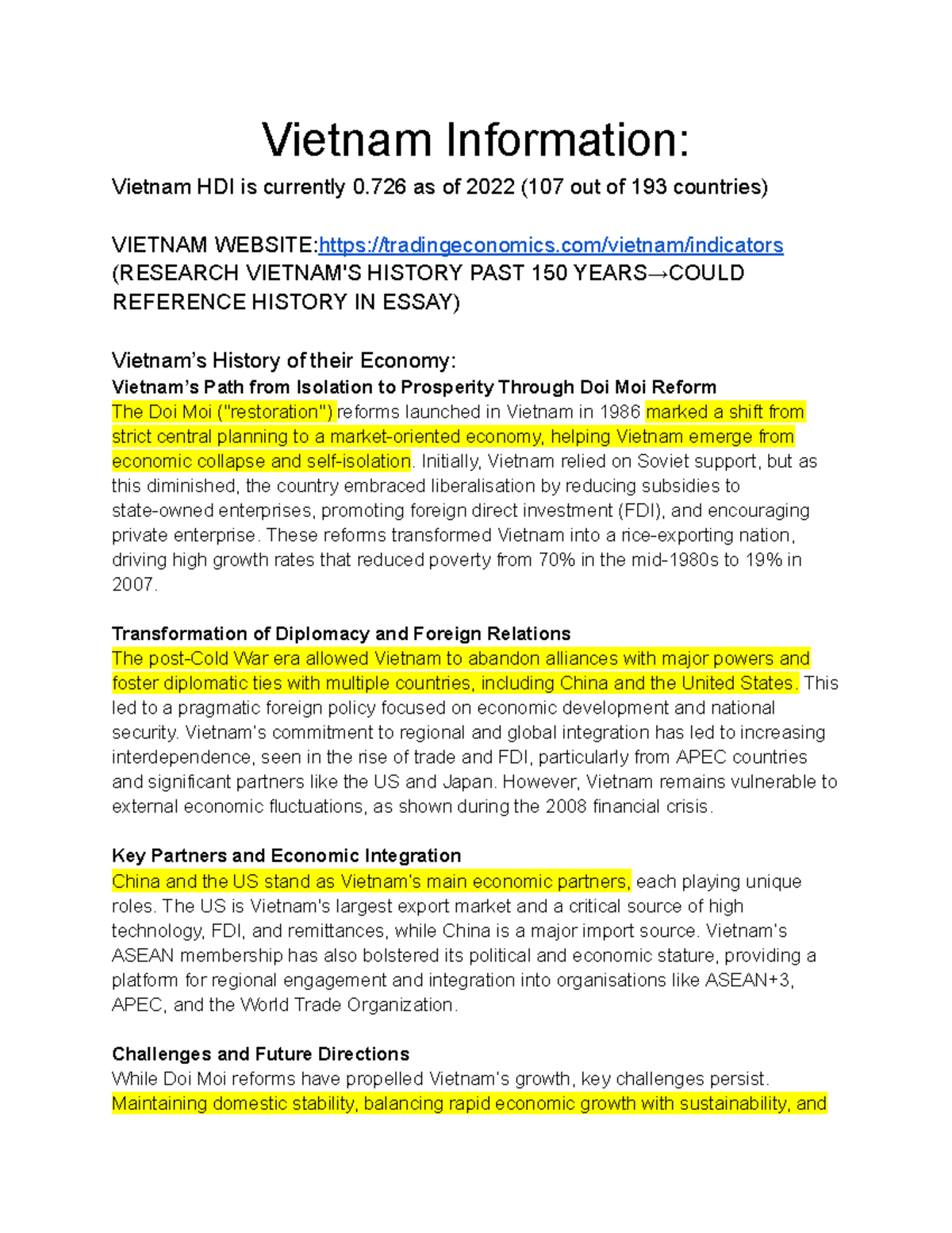 Vietnam Economics Information - Vietnam Information: Vietnam HDI is ...