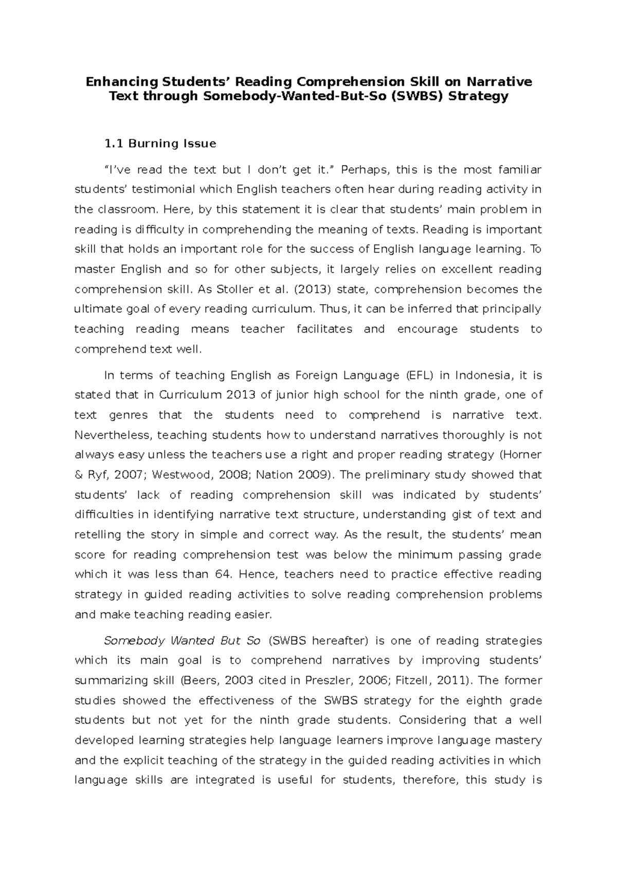 Enhancing Students’ Reading Comprehension Skill on Narrative Text ...