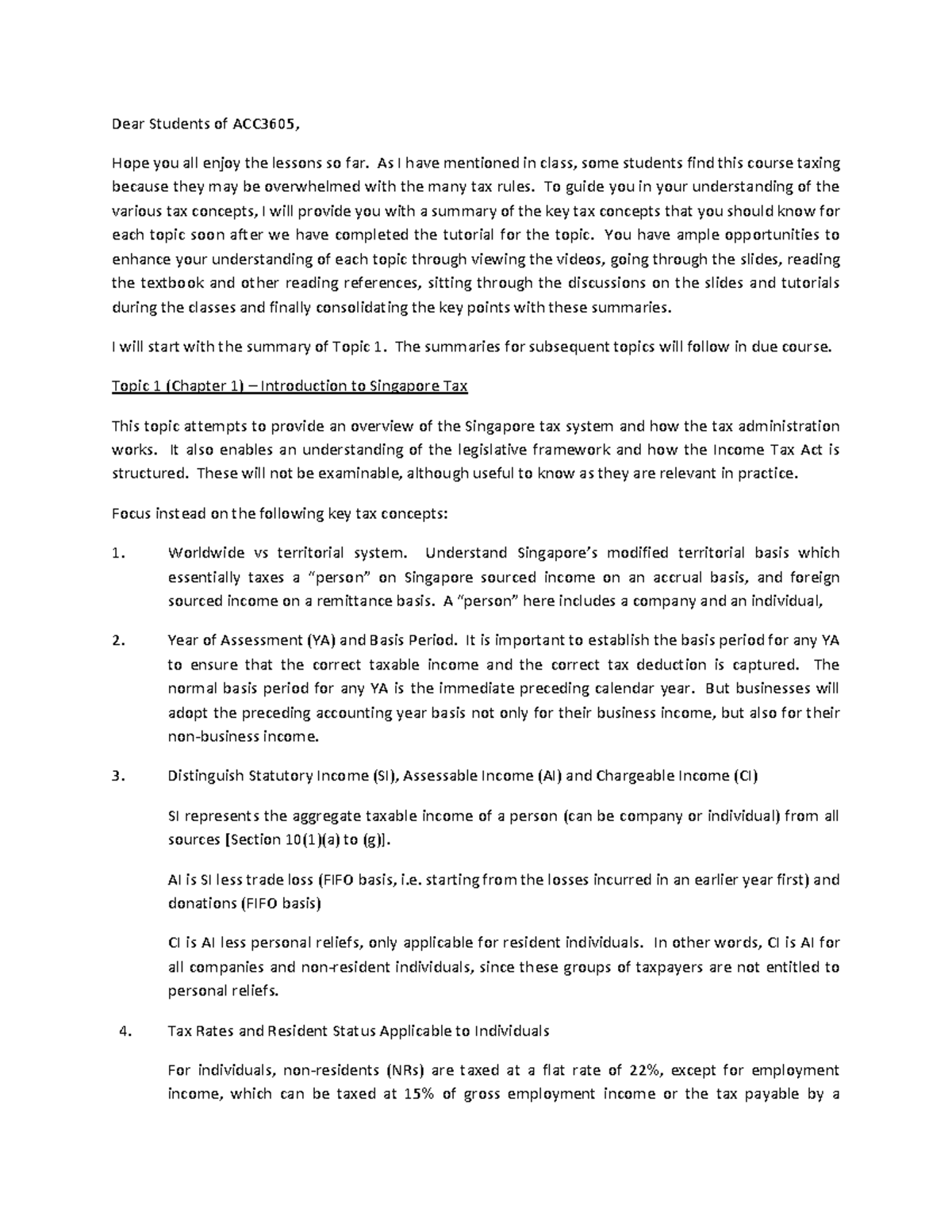 Nus Summary On Topic 1 Taxation Warning Tt Undefined Function 32 Warning Tt Undefined