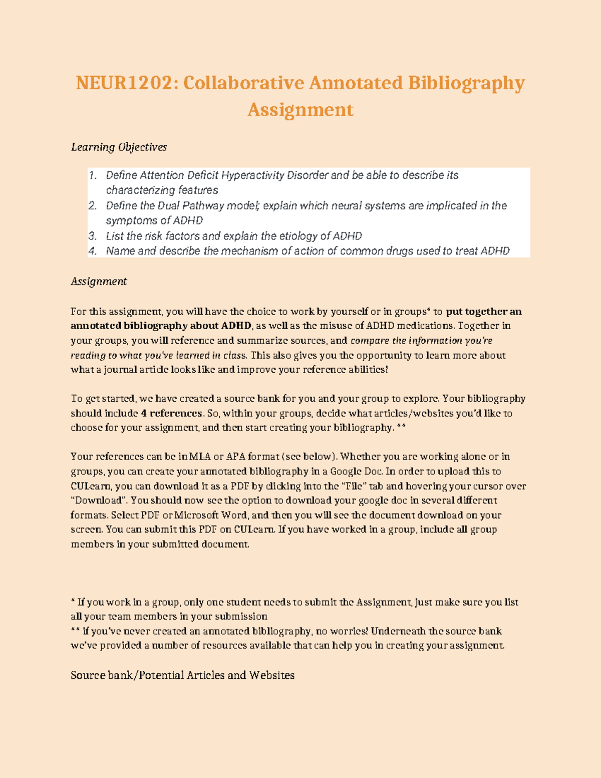 Assignment 3 Annotated Bibliography - NEUR1202: Collaborative Annotated ...
