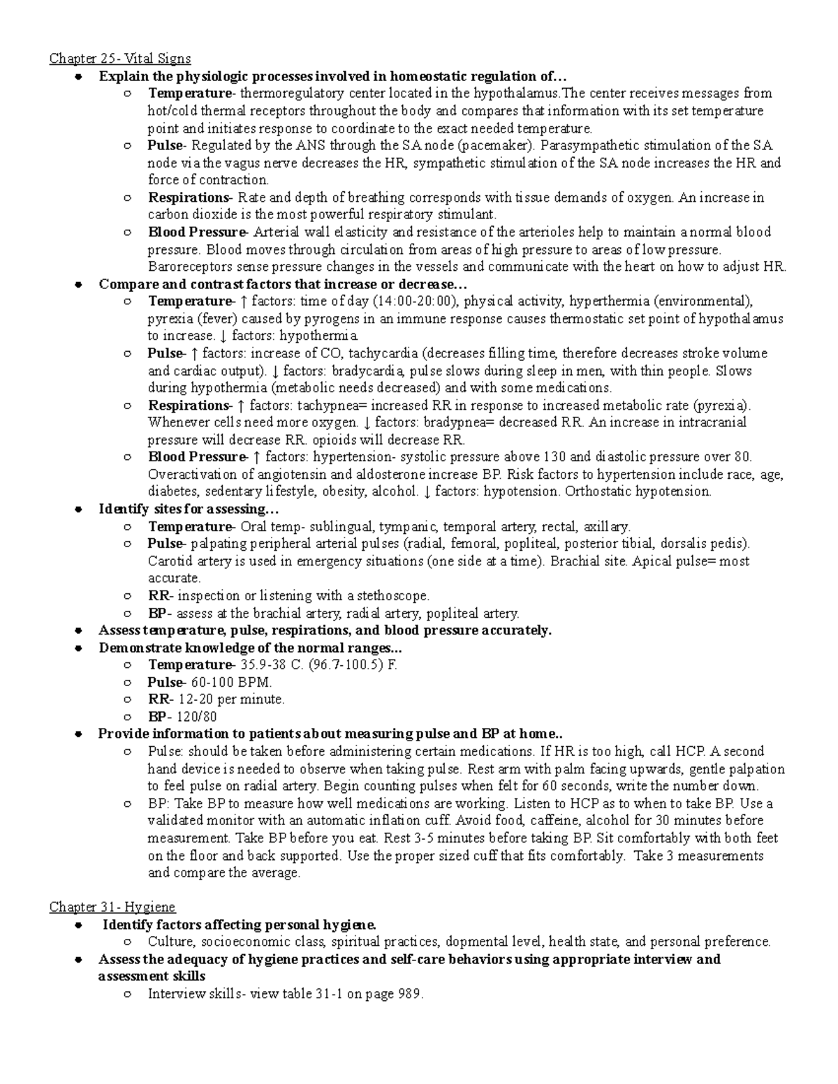 240 Learning Objectives - Chapter 25- Vital Signs Explain the ...