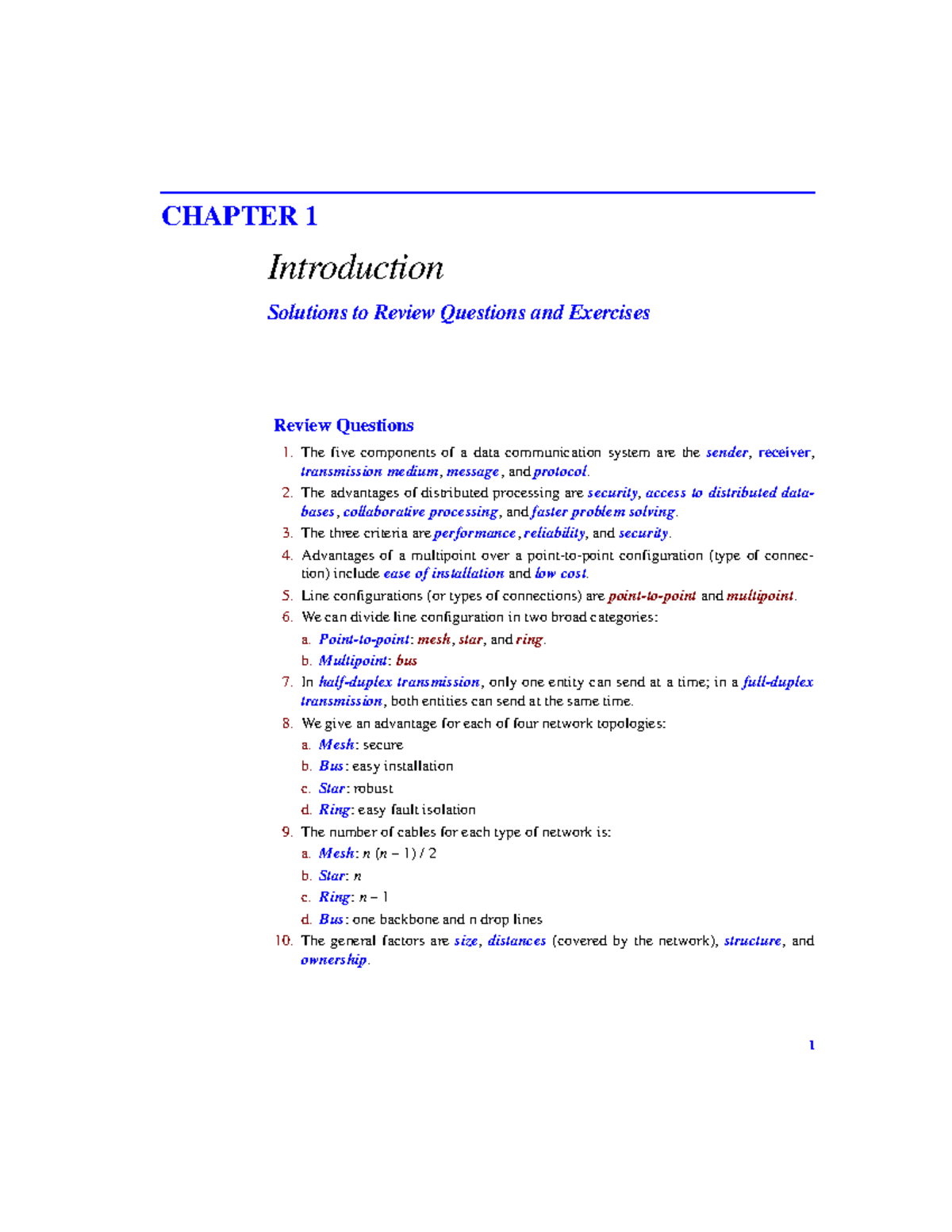Dokumen - Data Communications and Networking - 1 CHAPTER 1 Introduction ...