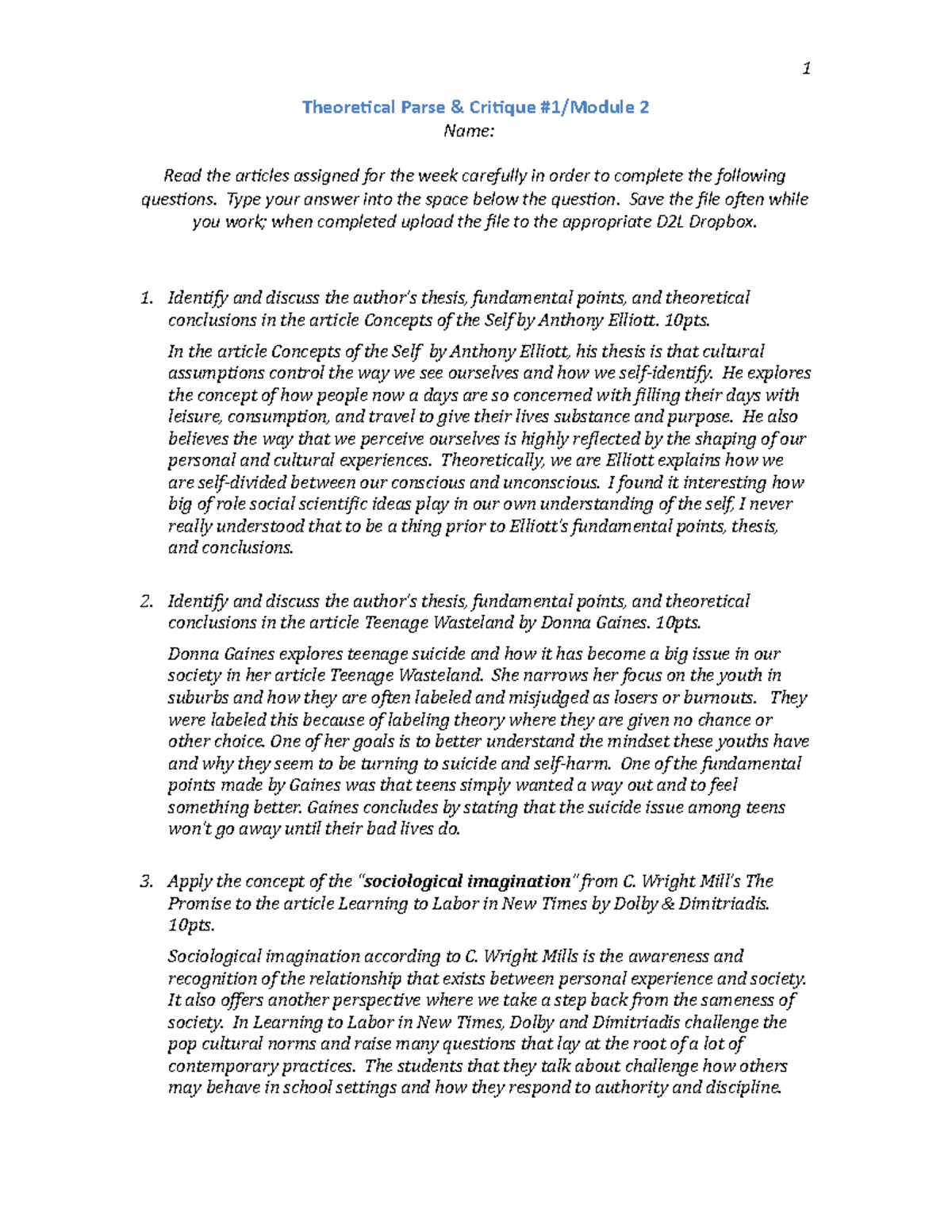 Theoretical Parse mod2 - 1 Theoretical Parse Critique 2 Name: Read the ... Theoretical Parse mod2 - 1 Theoretical Parse Critique 2 Name: Read the ...