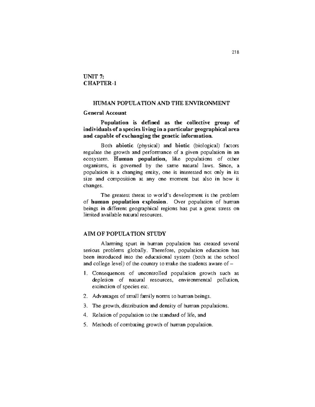 Module-4-Human population - UNIT 7: CHAPTER- HUMAN POPULATION AND THE ...