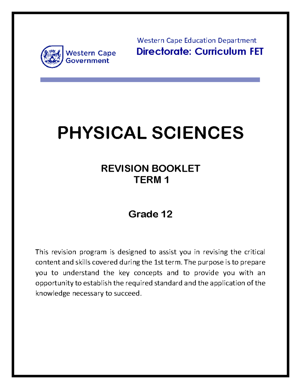 Physical Sciences Gr 12 Revision T1 - Western Cape Education Department ...