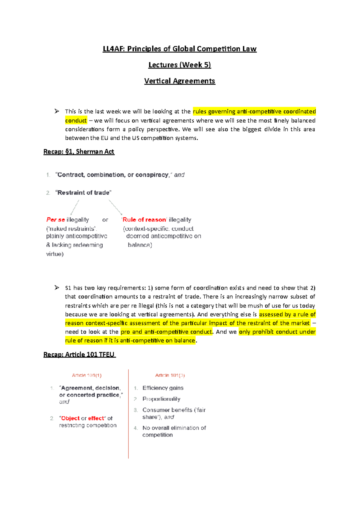 Lectures - notes - week 5 - Vertical Restraints - LL4AF: Principles of ...