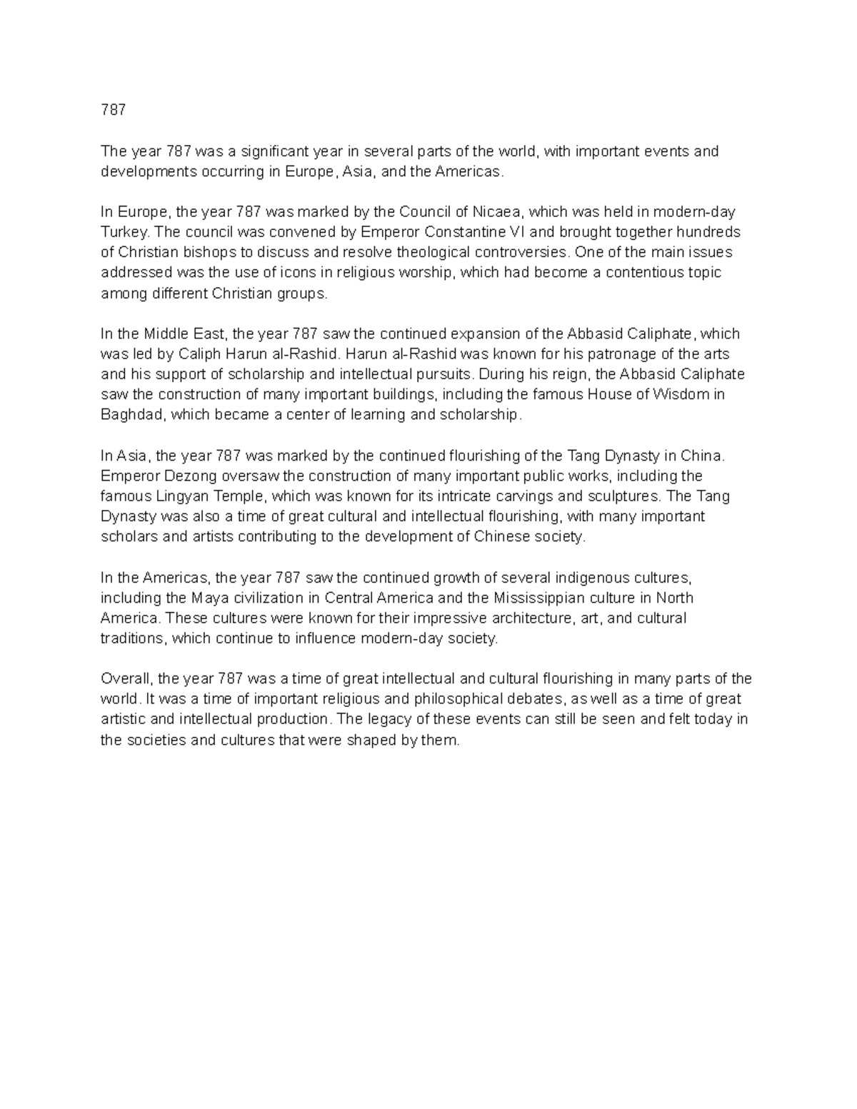 703 (72) - Facts - 787 The year 787 was a significant year in several ...