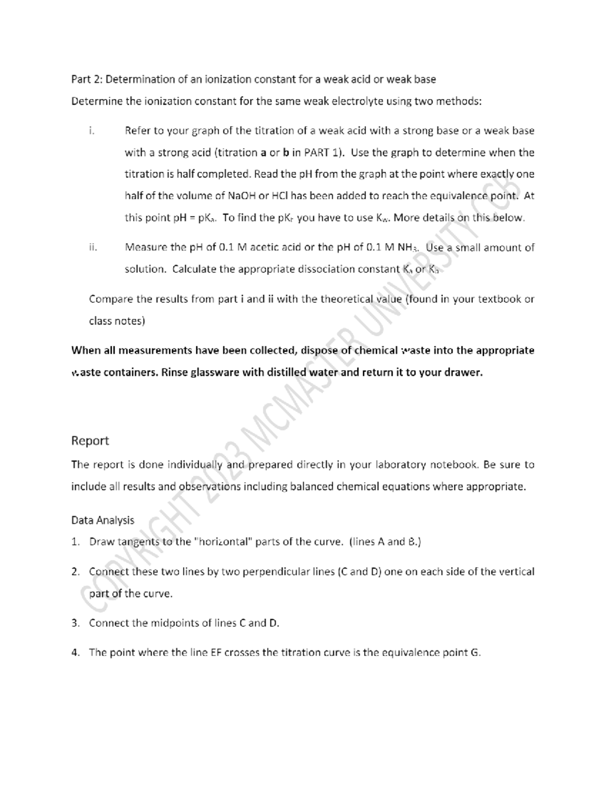 Experiment 6 winter 2023 procedure - CHEM 1AA3 Introductory Chemistry II - Chem 1Aa3 - Studocu